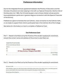 Enrolment Information - De La Salle College