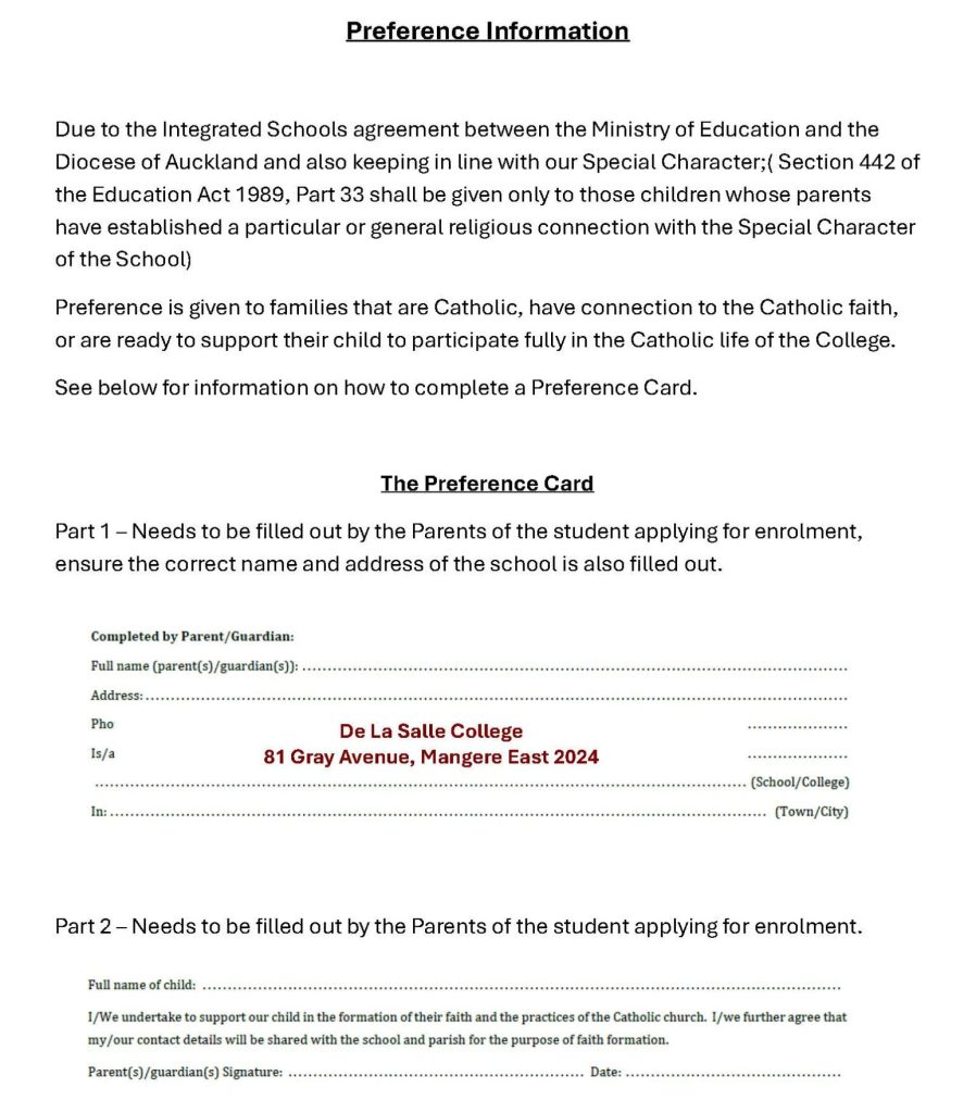 Enrolment Information - De La Salle College